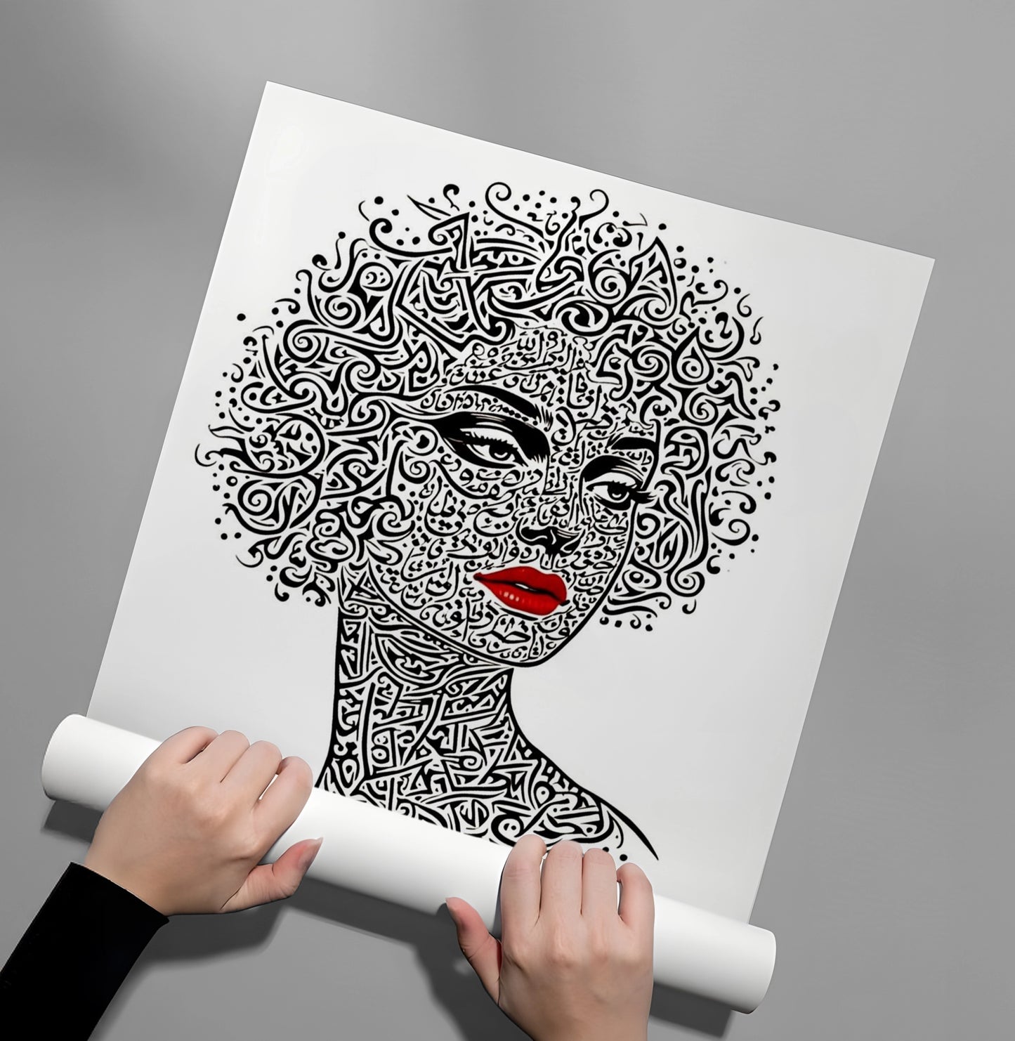 Arabic Calligraphy Woman Portrait - Poster - Jasmineart.ae